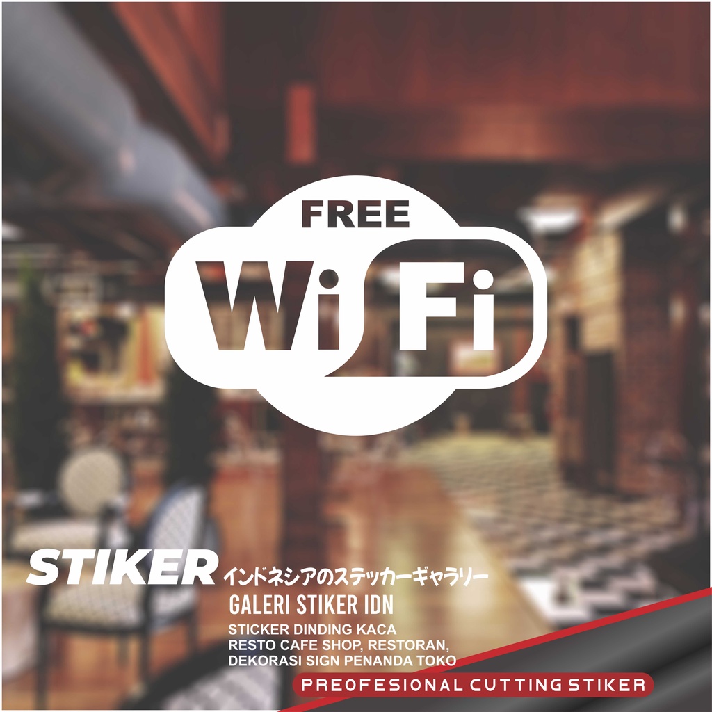 Jual Cutting Sticker free wifi Stiker Cafe Resto Stiker Dinding Wall ...