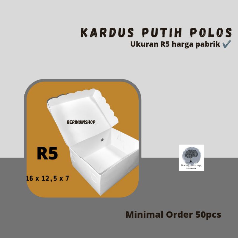 Jual Kardus Putih Polos | Box Nasi | Kotak Makan R5 Ukuran 16x12,5x7 cm ...