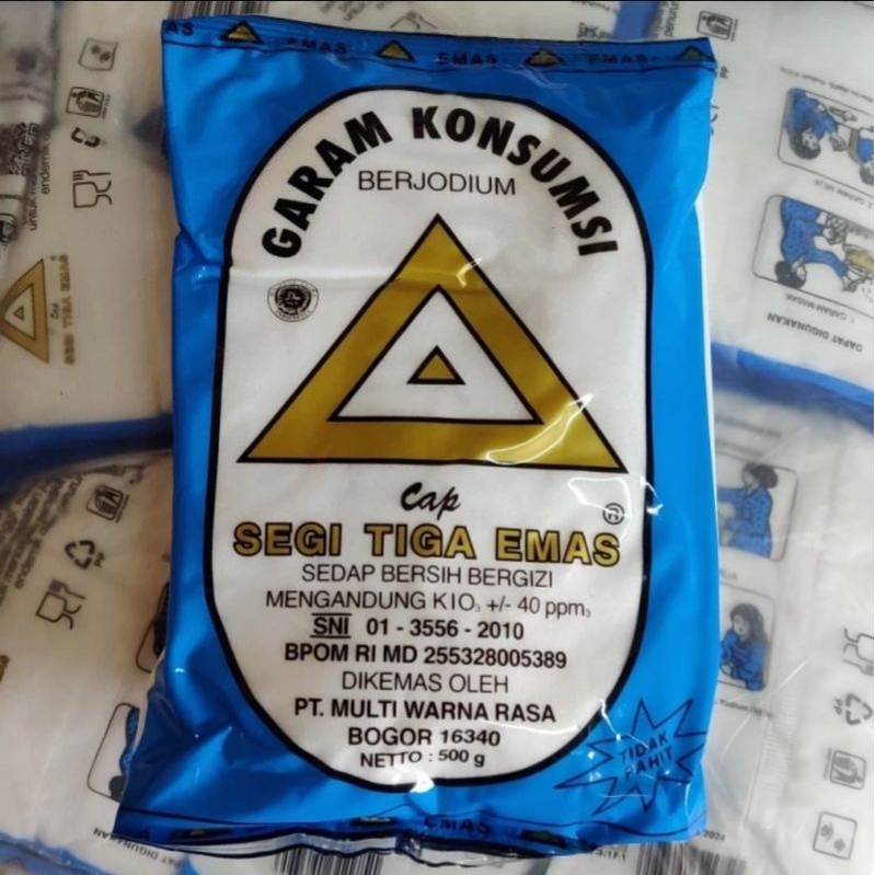 Jual Garam Cap Segitiga Emas Ukuran Besar 500 gram x 20 Bungkus ...