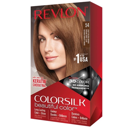Jual Hair Colorsilk 54 Light Golden Brown Revlon box kemasan | Shopee ...
