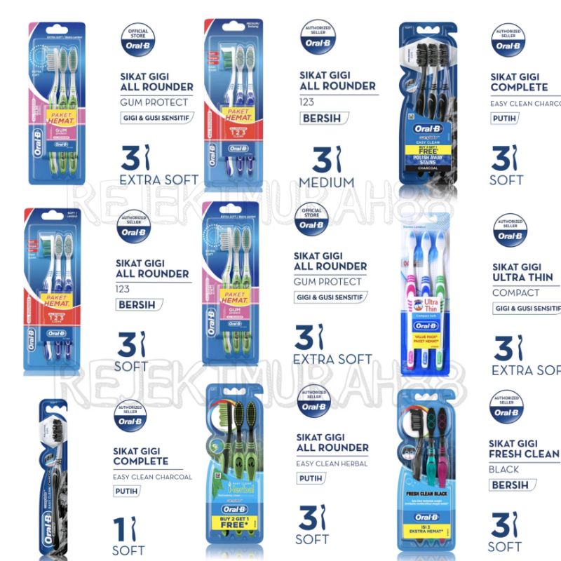 Jual Oral B Sikat gigi Soft All Rounder 123/Ultra Thin/Fresh Clean ...