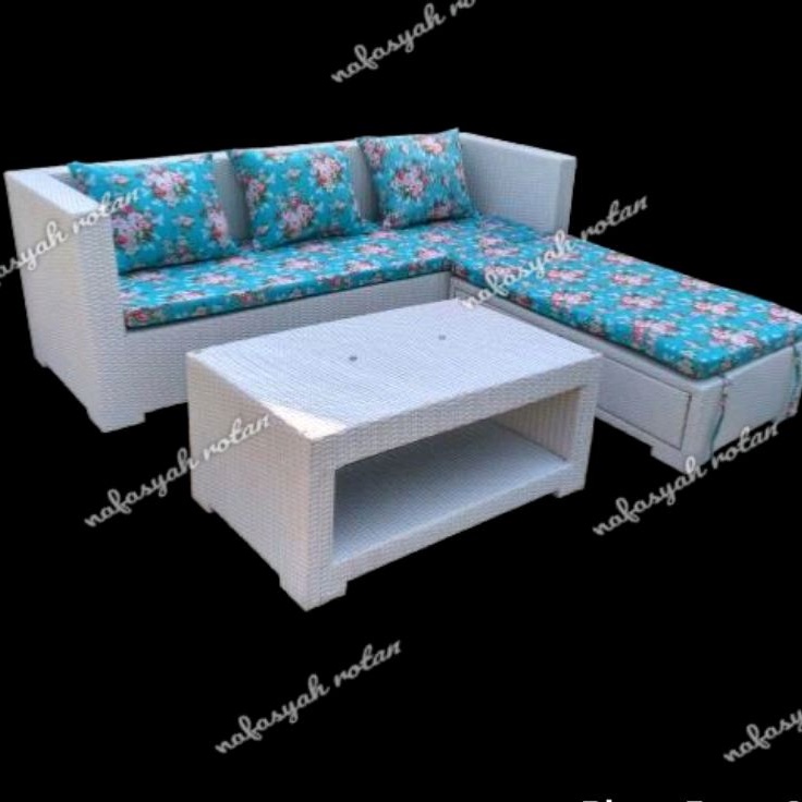 Jual sofa L rotan sintetis + sofa laci | Shopee Indonesia