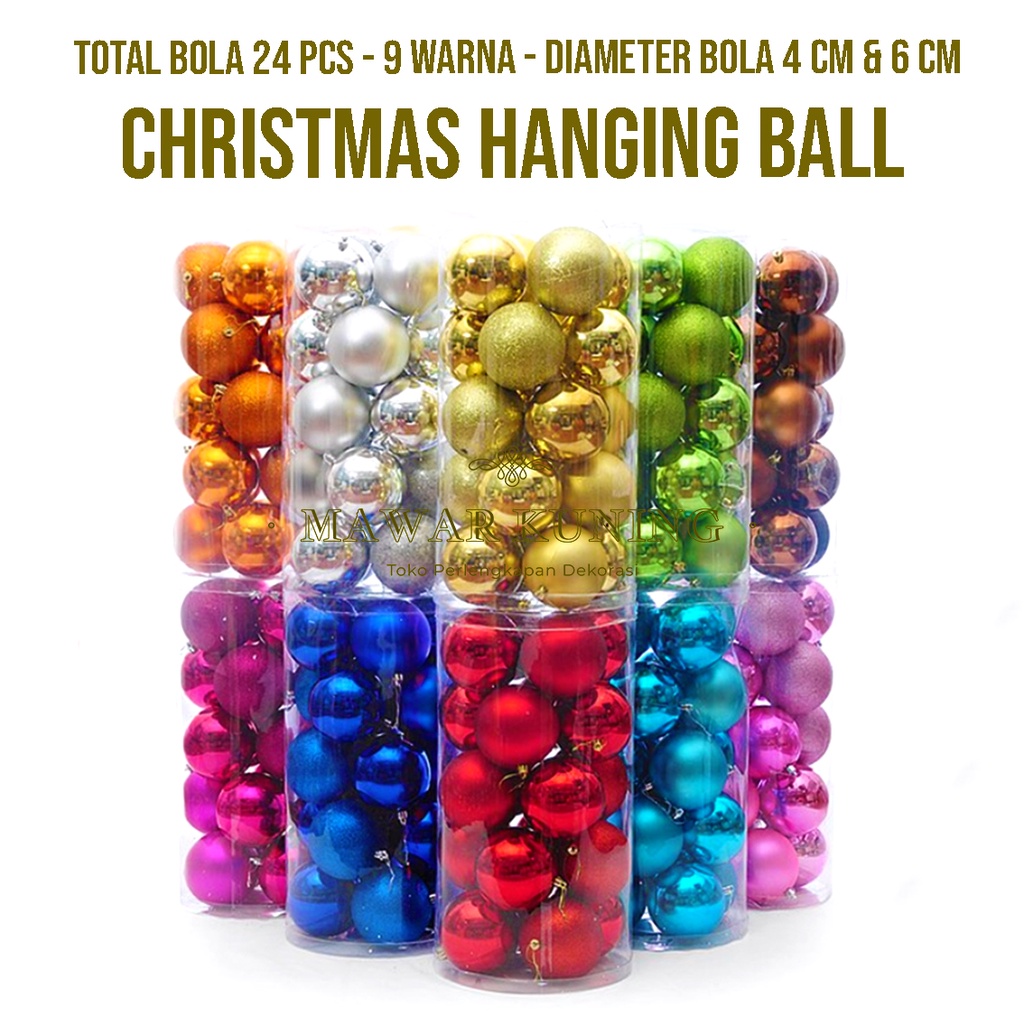 Jual [ 24 PCS ] Ornamen Christmas Hanging Ball / Bola Natal 1 Set - 24 ...