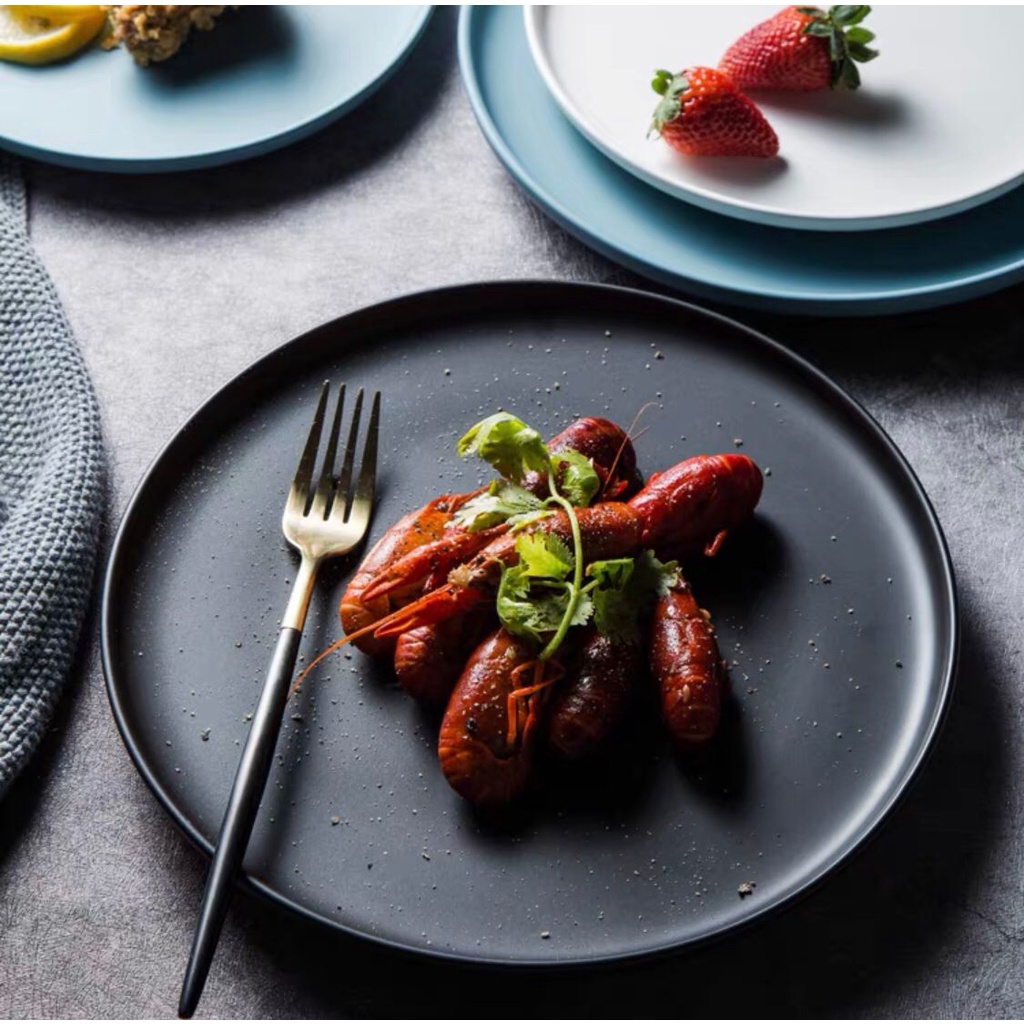 Jual Piring Makan Dinner Plate Polos Putih Hitam Keramik | Shopee Indonesia