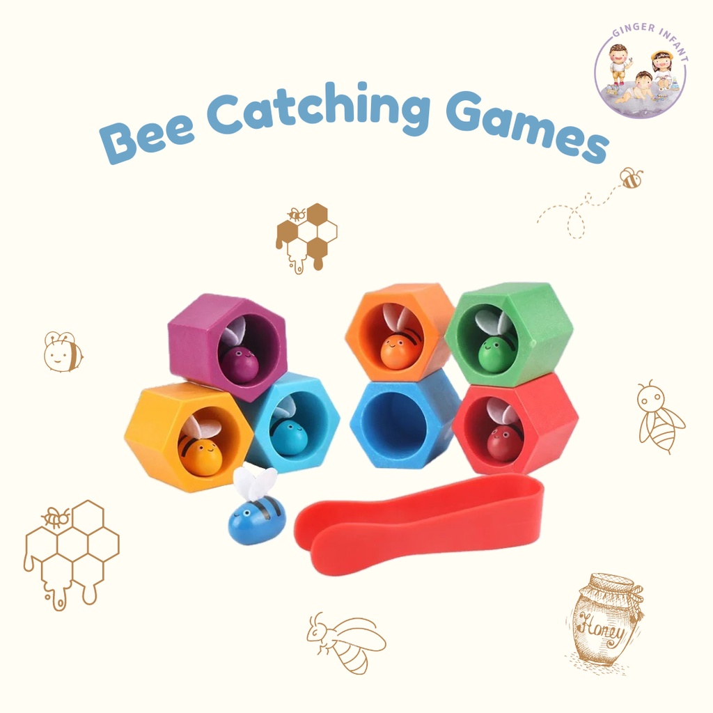 Jual Bee Catching games mainan mencocokan warna mainan color sorting ...