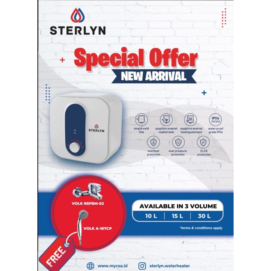 Jual Water heater listrik STERLYN 10 liter - Pemanas air listrik ...