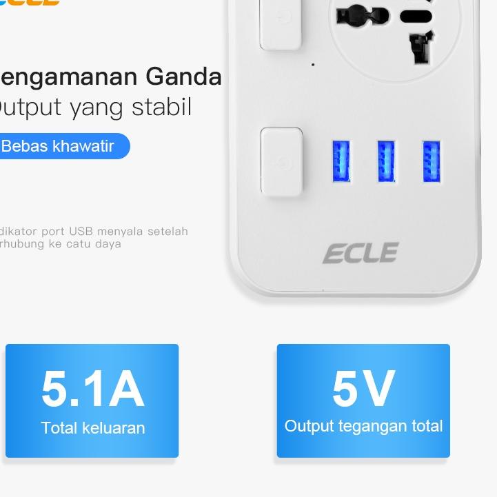 Jual idOo5O9--ECLE Smart Stop Kontak Power Strip Colokan Listrik Socket USB Hitam/Putih | Shopee ...