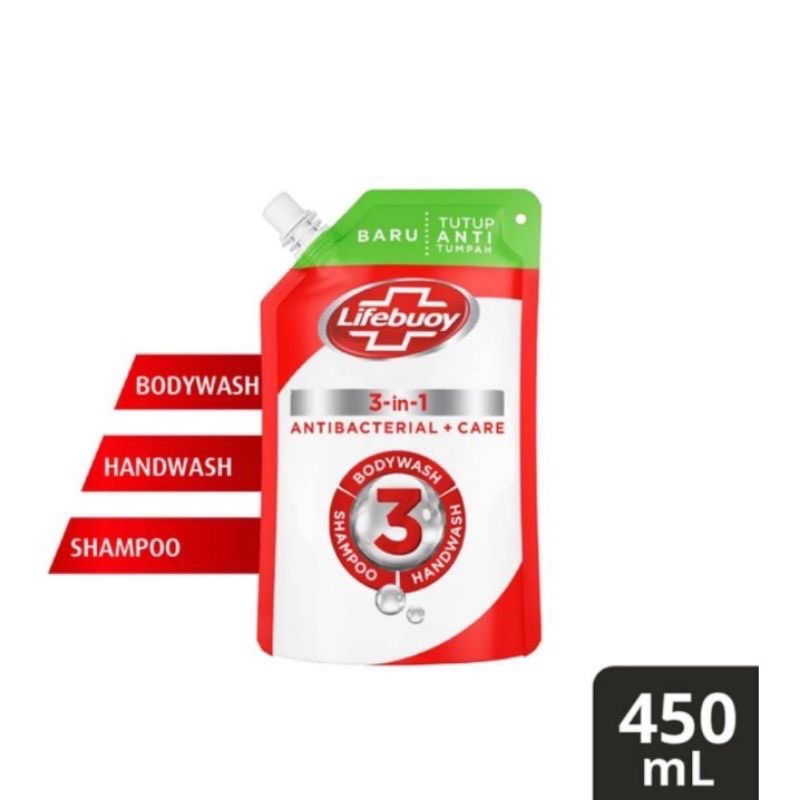 Jual Lifebuoy 3-in-1 Body Wash Shampoo Handwash Refill 450ml | Shopee ...
