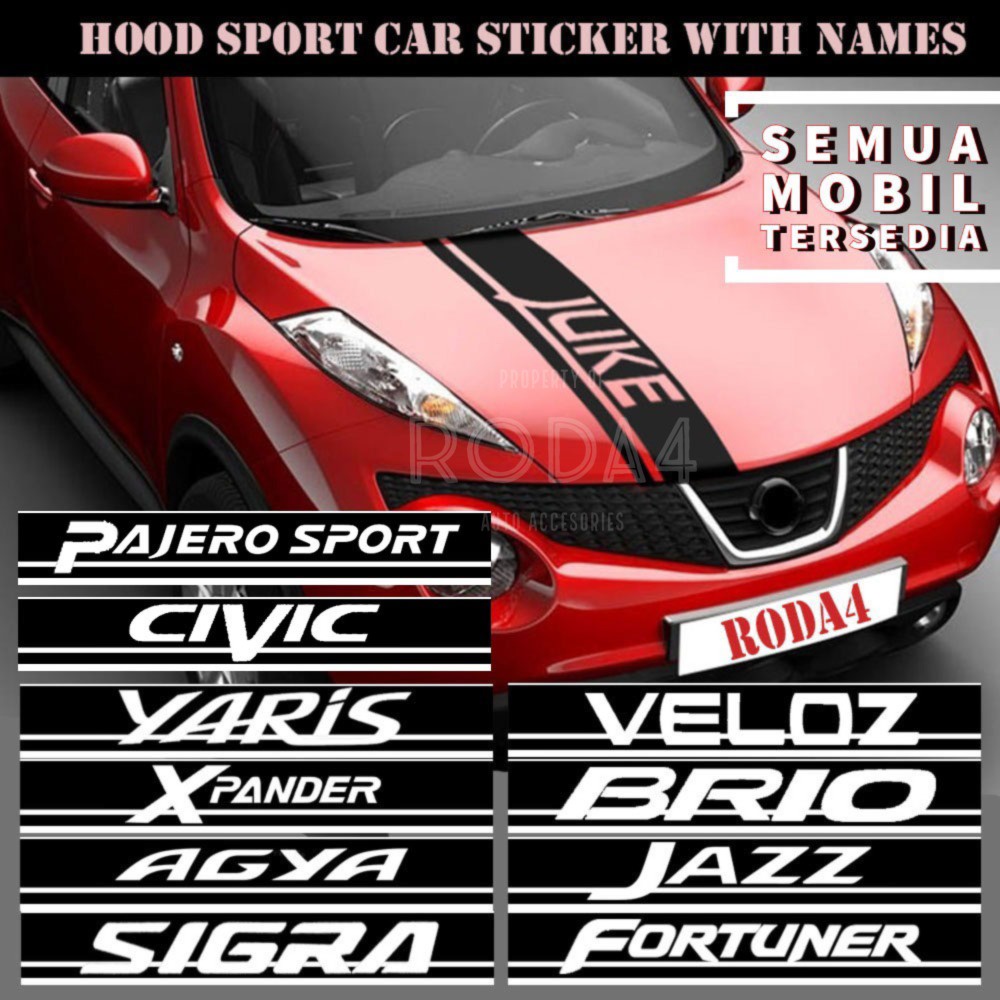 Jual Sticker Kap Mesin Mobil Universal SPORT Design Stiker Khusus All ...