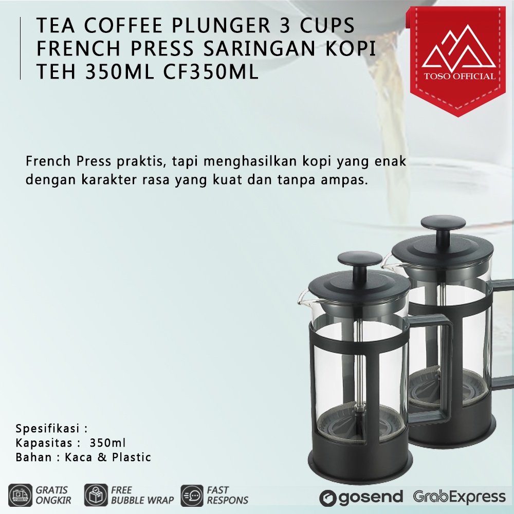 Jual Tea Coffee Plunger 3 Cups French Press Saringan Kopi Teh 350ml ...
