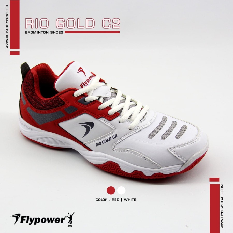 Jual SEPATU BADMINTON FLYPOWER RIO GOLD C2 NEW ORIGINAL | Shopee Indonesia