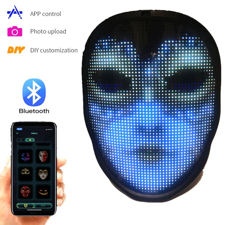 Jual topeng halloween led party game led animation bluetooth rgb mask pesta | Shopee Indonesia