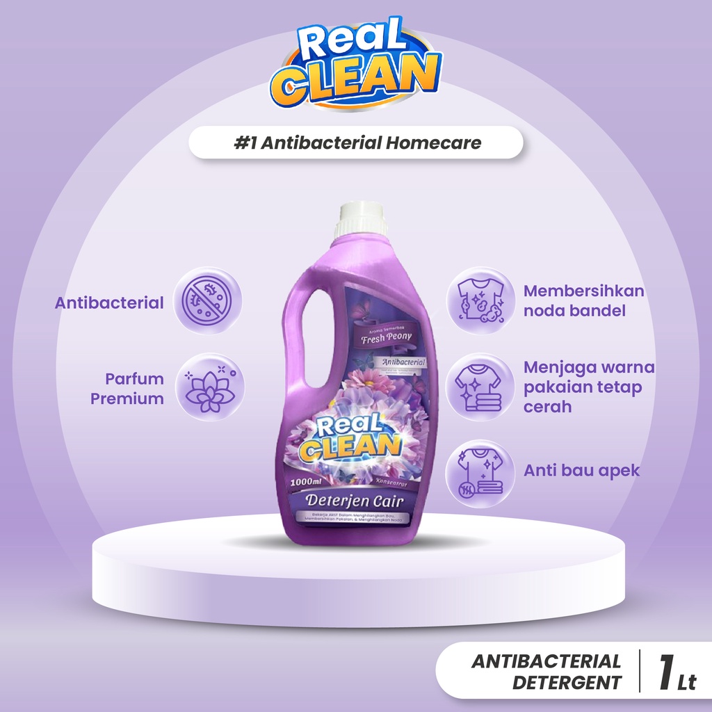 Jual Real Clean Deterjen Cair Laundry Antibacterial 1 Liter -Detergen ...