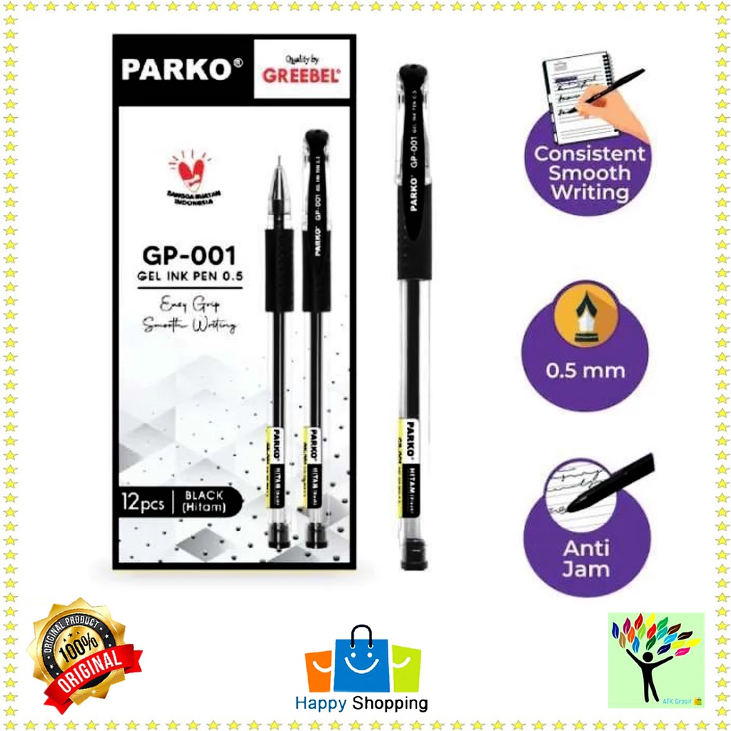 Jual PULPEN PARKO GEL PEN GP-001 HITAM | Shopee Indonesia