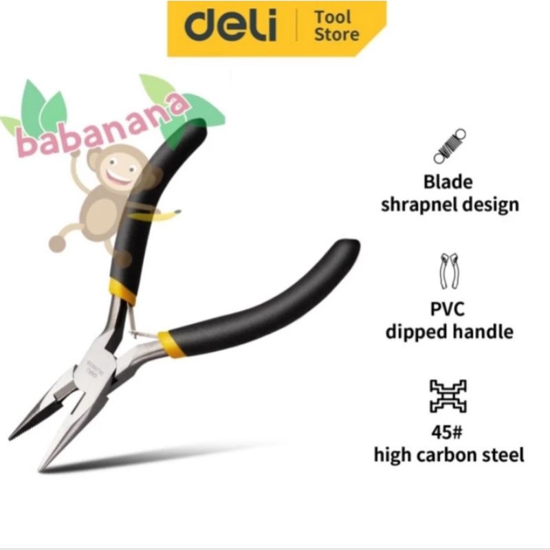 Jual Deli DL20026 tang lancip mini 5 inch long nose pliers tamiya gundam | Shopee Indonesia