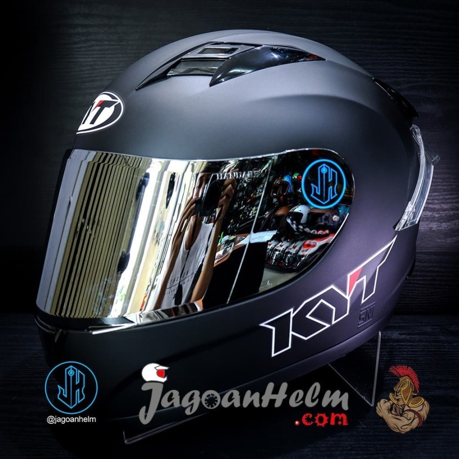 Jual HELM KTY R10 SOLID Black Doff PAKET GANTENG / helm pria keren ...