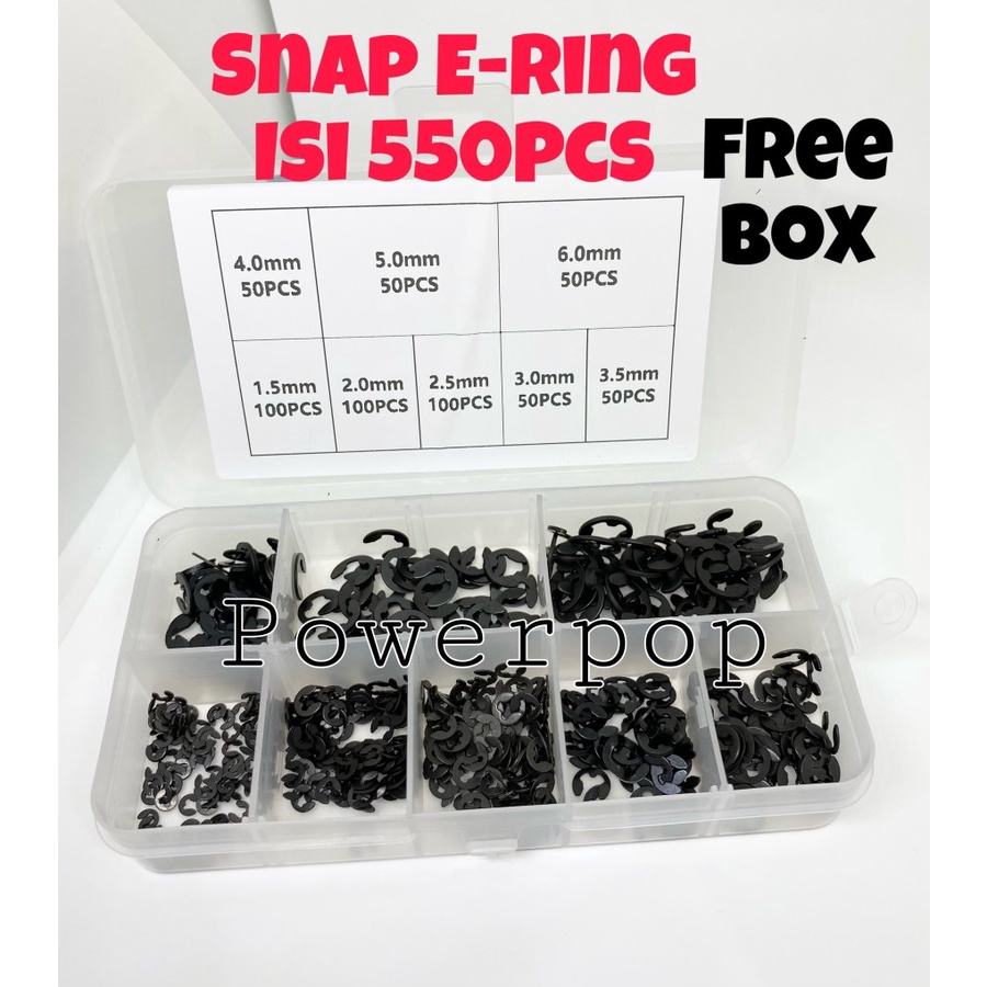 Jual Snap E Ring 550pcs +Box / Snapring Circlip 1.5mm 2mm 2.5mm 3mm 3 ...