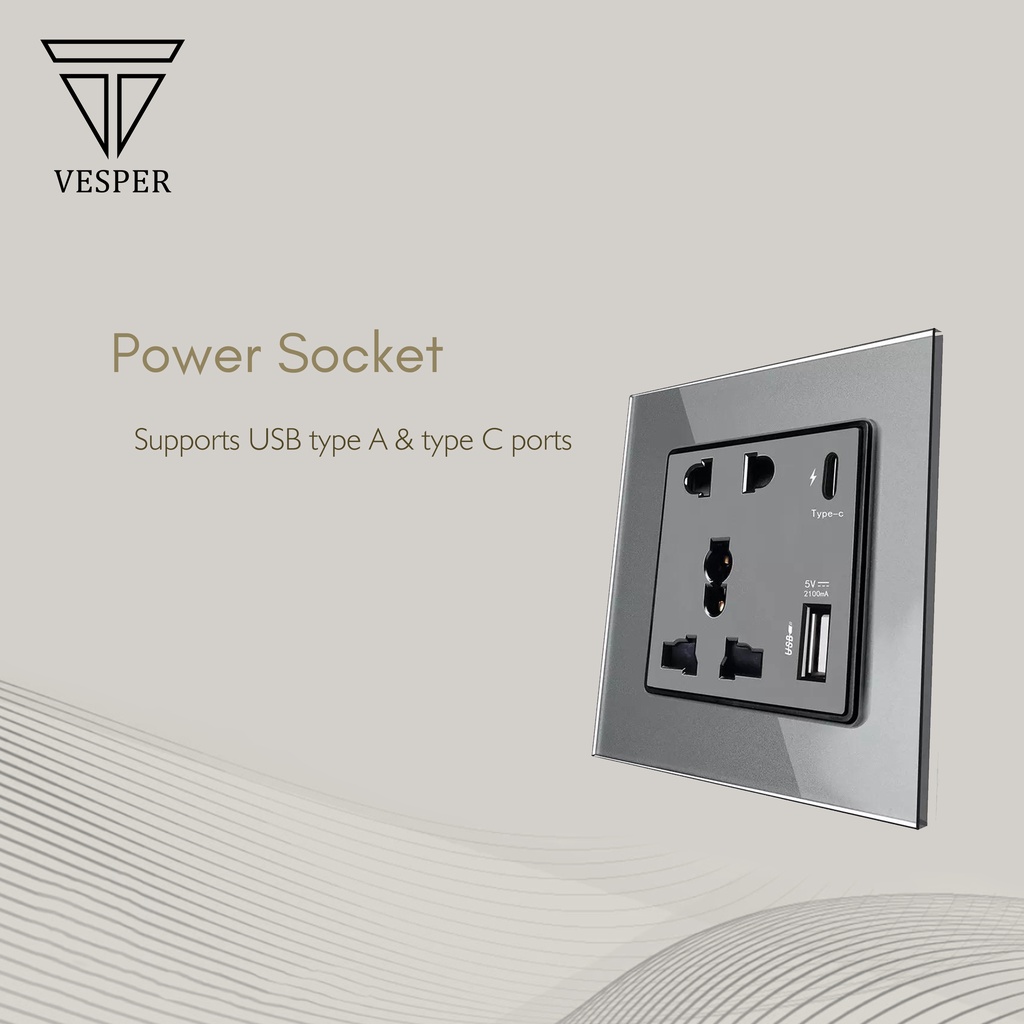 Jual stop kontak listrik premium / dual power wall socket USB charging ...