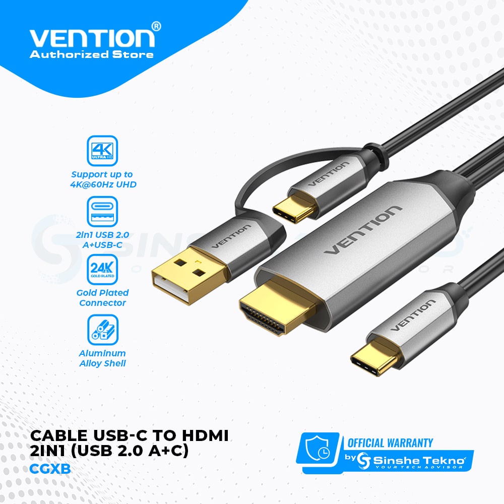 Jual Vention Kabel Usb Type C To HDMI with 2in1 Power Supply USB+USBC MHL | Shopee Indonesia
