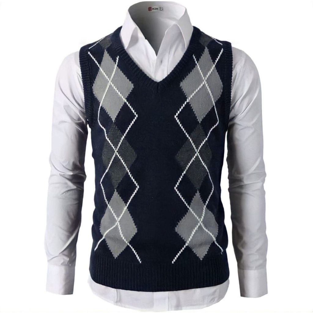 Jual Rompi Rajut Pria Style Diamond Korean Bahan Halus Dan Lembut Pojok ...