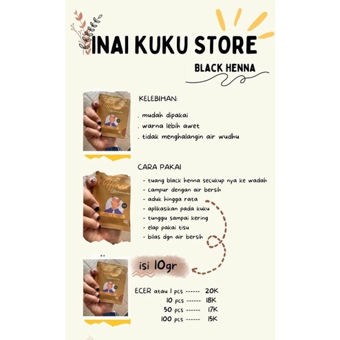 Jual Henna atau inai black Hitam sah untuk sholat Inai muslimah pewarna ...