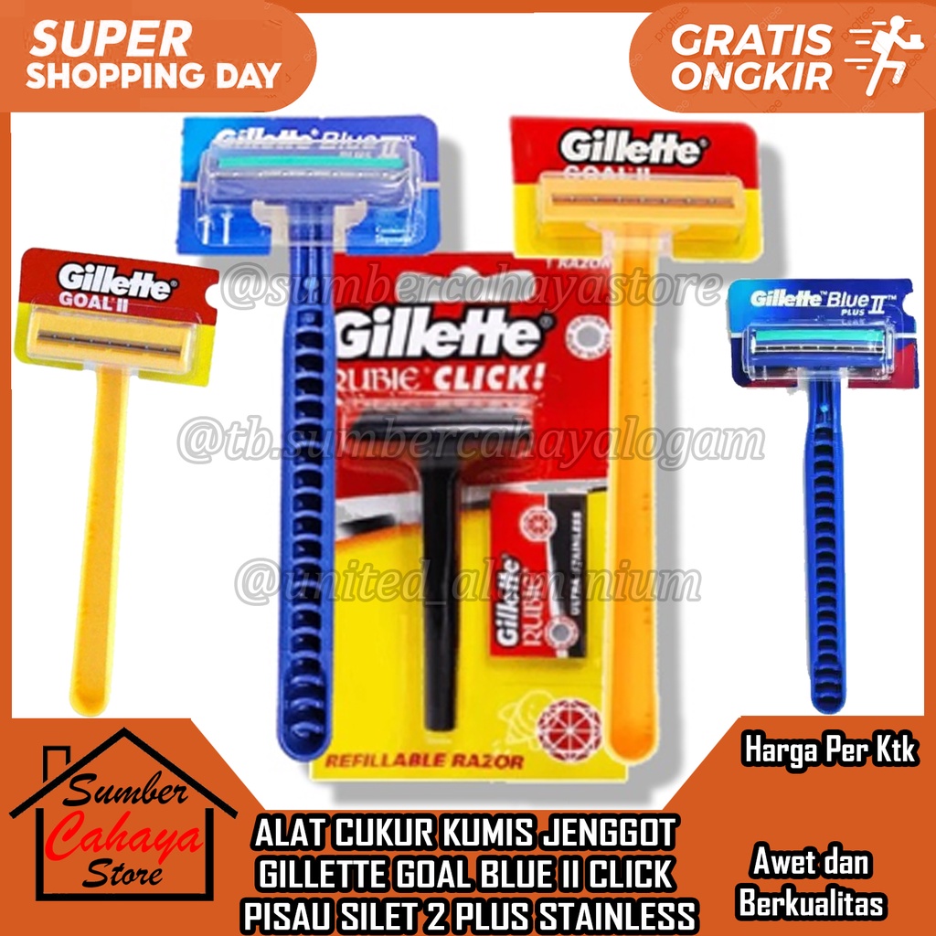 Jual Alat Cukur Kumis Gillette Goal Blue II Click Klik 2 PLUS Silet Jenggot GILETTE GOL GILLETE ...