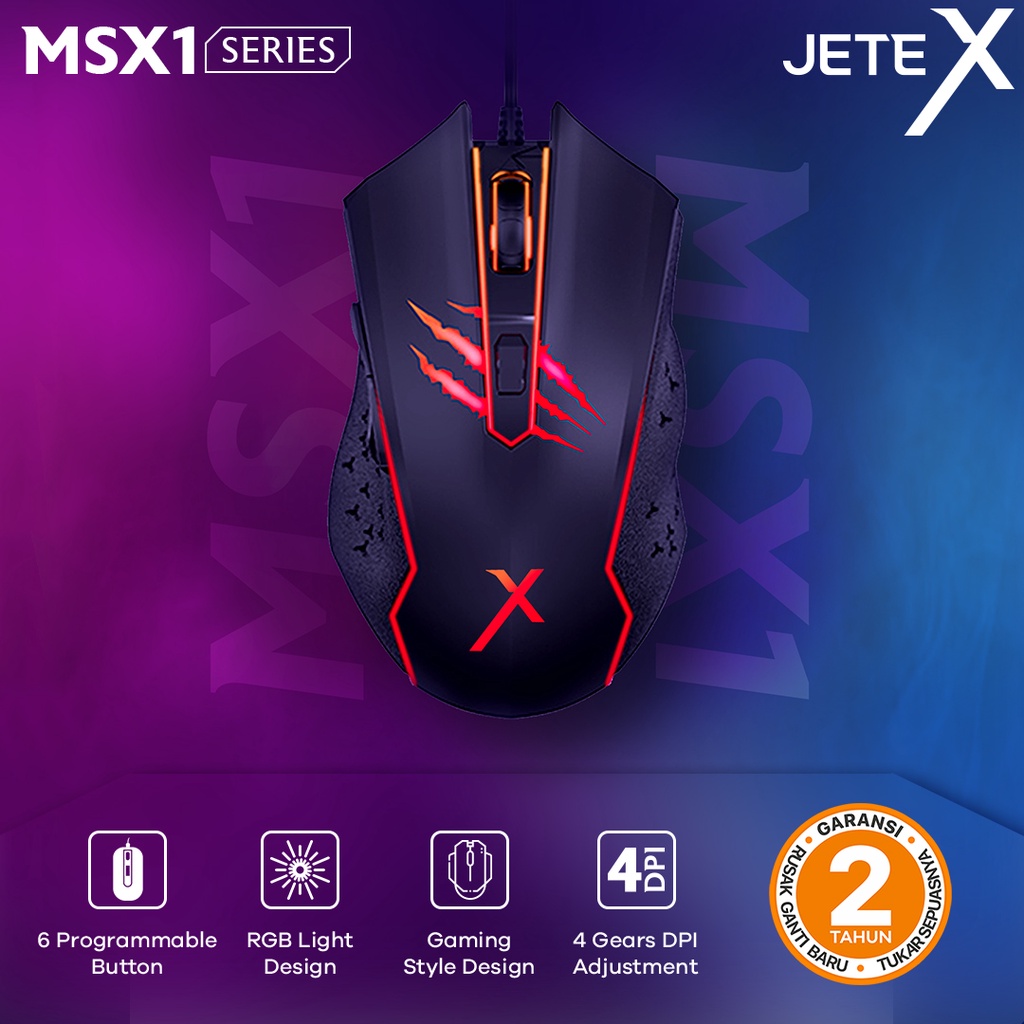 Jual Mouse Gaming Macro JETE-X MSX1 RGB Wired 6 Programmable Buttons ...