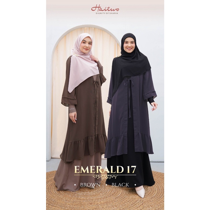 Jual EMERALD 017 BROWN BLACK DRESS CODE/ GAMIS PESTA/ KONDANGAN HAITWO ...