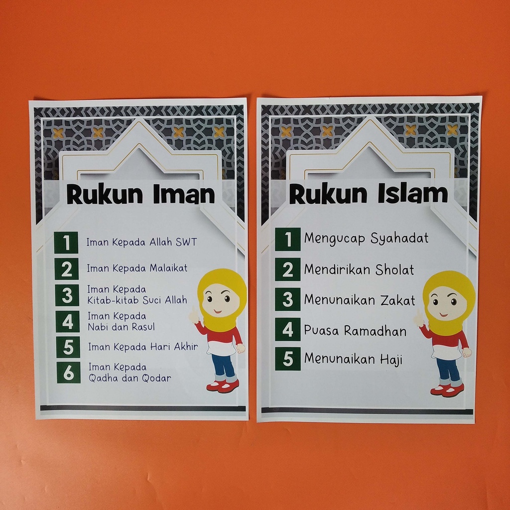 Jual Poster Rukun Islam dan Iman - Poster Islami - Poster Sekolah | Shopee Indonesia