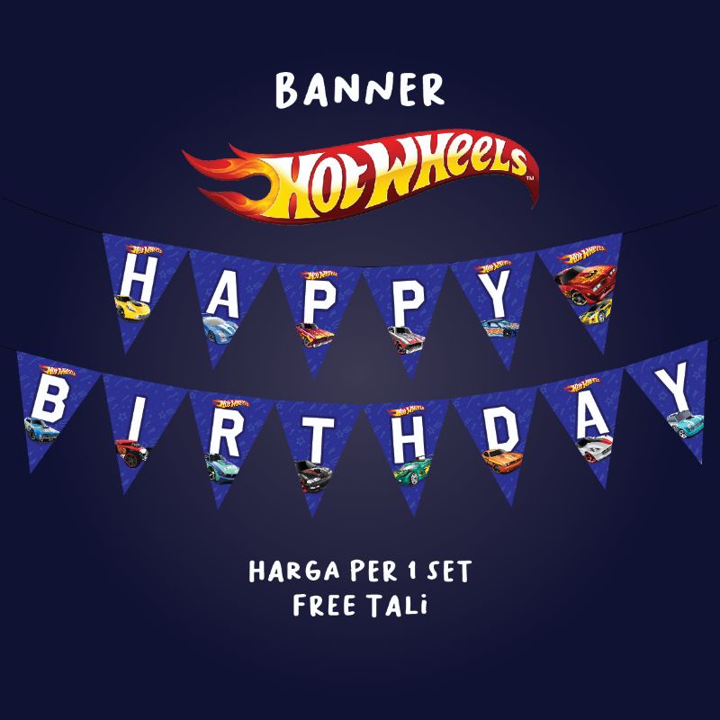 Jual BANNER HOT WHEELS DEKORASI ULANG TAHUN HAPPY BIRTHDAY HBD ULTAH ...