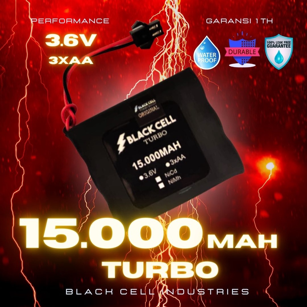 Jual RC Batre BLACK CELL 3.6V TURBO Up to 15000 Mah 6000 3000 MAH ...