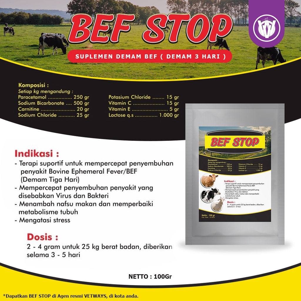 Jual BEF STOP 100gr - Obat Demam 3 Hari Obat Lemas Obat Ambruk Sapi ...