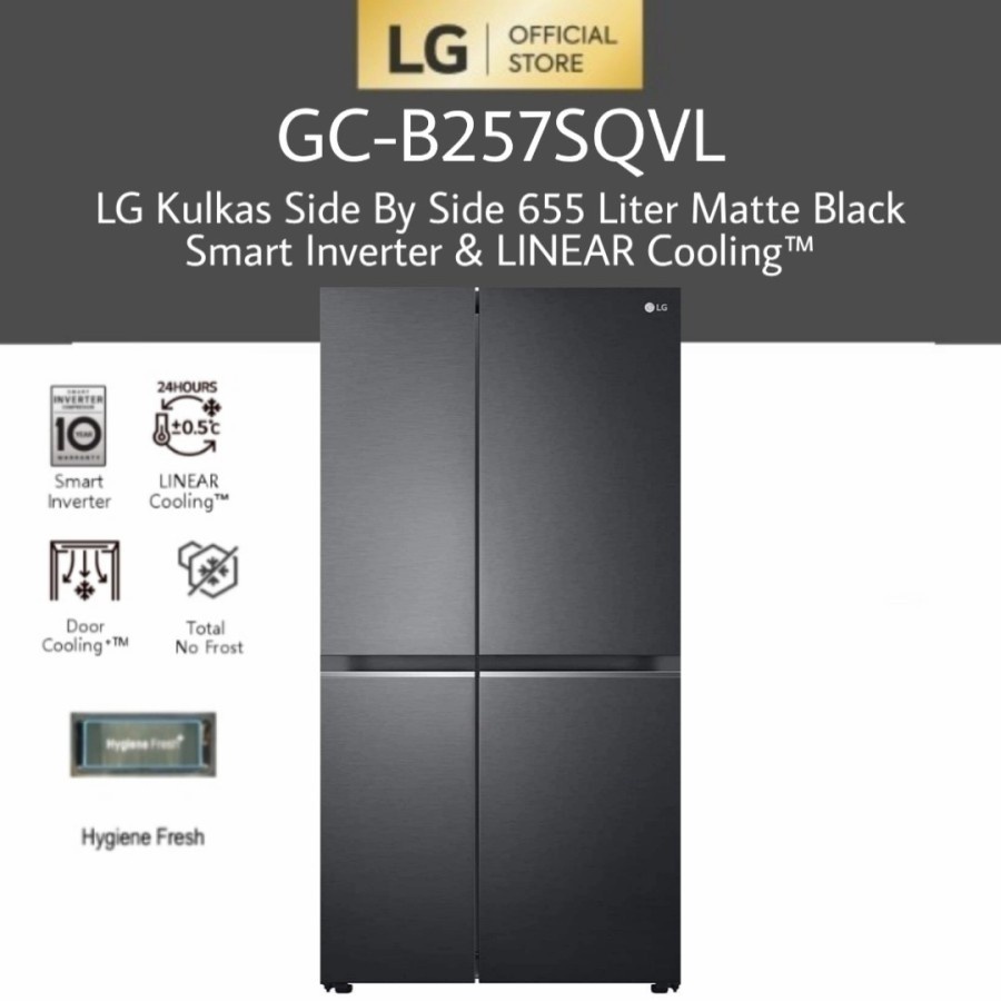 Jual LG GC-B257SQVL Kulkas Side By Side Matte Black Smart Inverter 655L | Shopee Indonesia