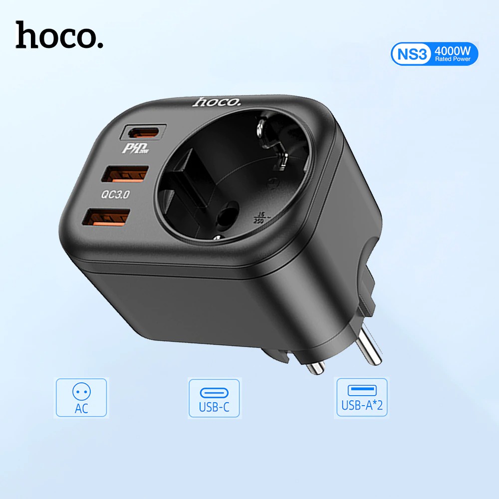 Jual HOCO NS3 Socket 4 in 1 Wall Charger Type C PD QC 3.0 | Shopee Indonesia
