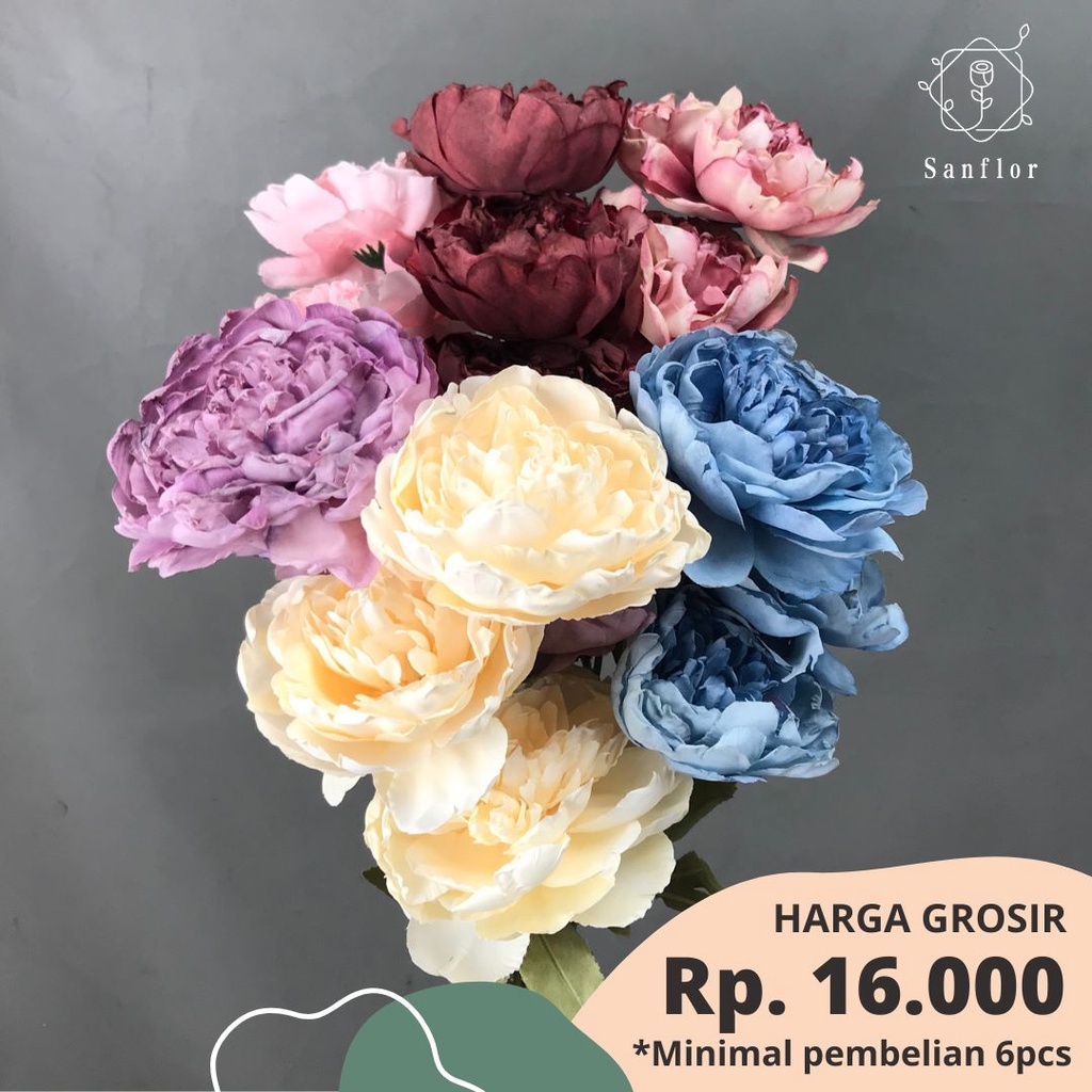 Jual Bunga Bush Peony K3 Artificial Flower Dekorasi Palsu Hiasan Rumah