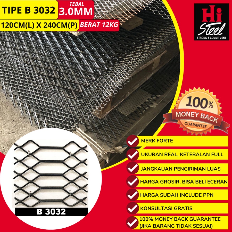 Jual Expanded Metal Besi Tipe B 3032 - 120cm x 240cm | Shopee Indonesia