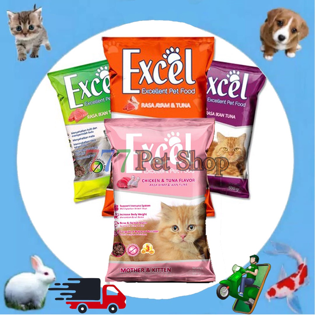 Jual makanan kucing EXCEL dry cat food ADULT KITTEN 500GR | Shopee ...
