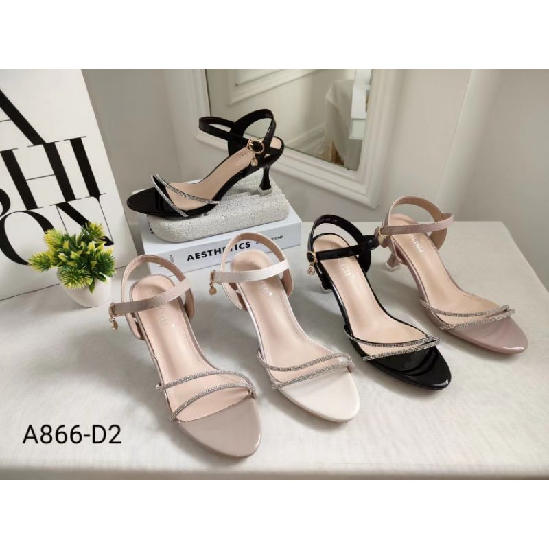 Jual Simoncelli Sepatu Heels Tali Belakang 6 Cm Wanita Sepatu Hitam ...