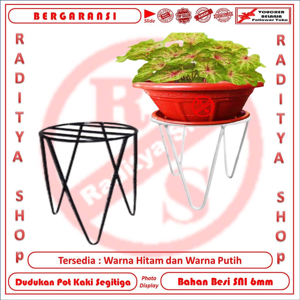 Jual Tatakan Pot Kaki Segitiga Ring Bulet Dari Besi | Raditya Shop ...