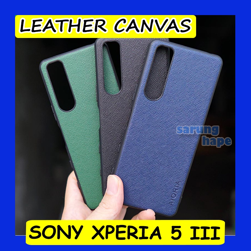 Jual Sony Xperia 5 III - Leather Canvas Texture Hybrid Case Cover ...