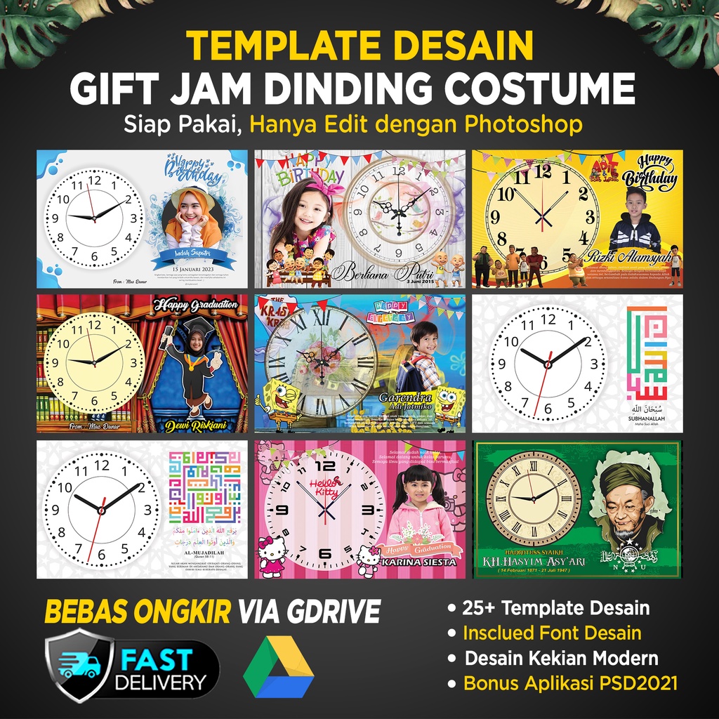 Jual Template Desain Jam Dinding Costume Hadiah Wisuda Ultah Gift ...