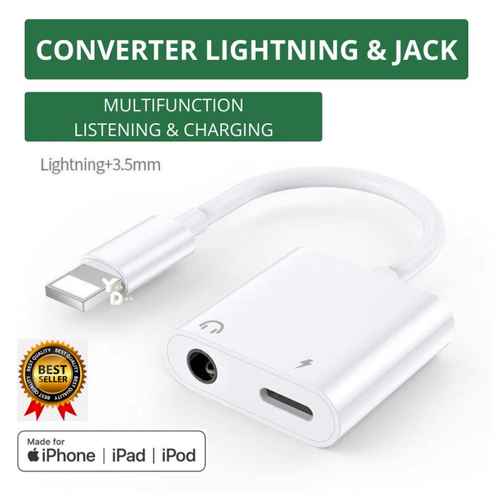 Jual Converter Adapter Iphone Dual Lightning AUX Jack Audio Splitter ...