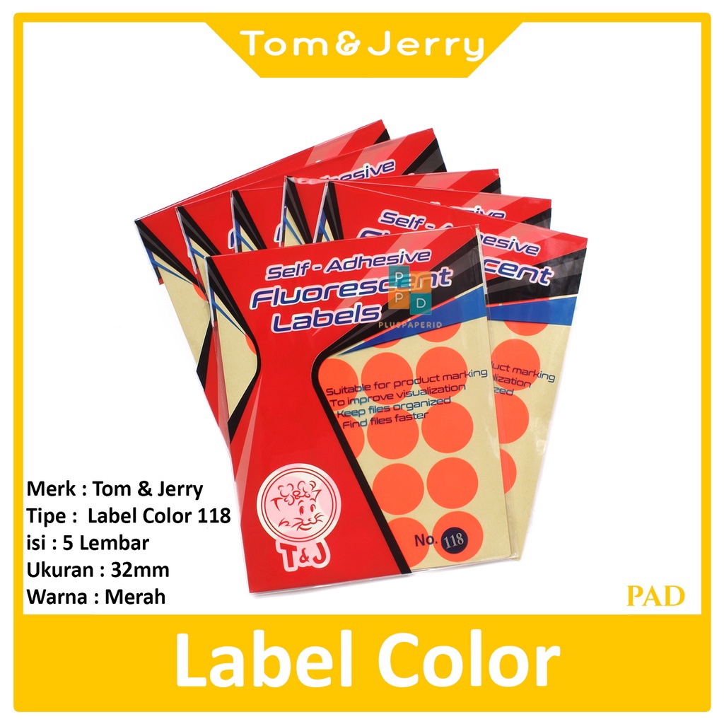Jual Tom & Jerry - Color Dot Labels 114 Merah - Pad | Shopee Indonesia
