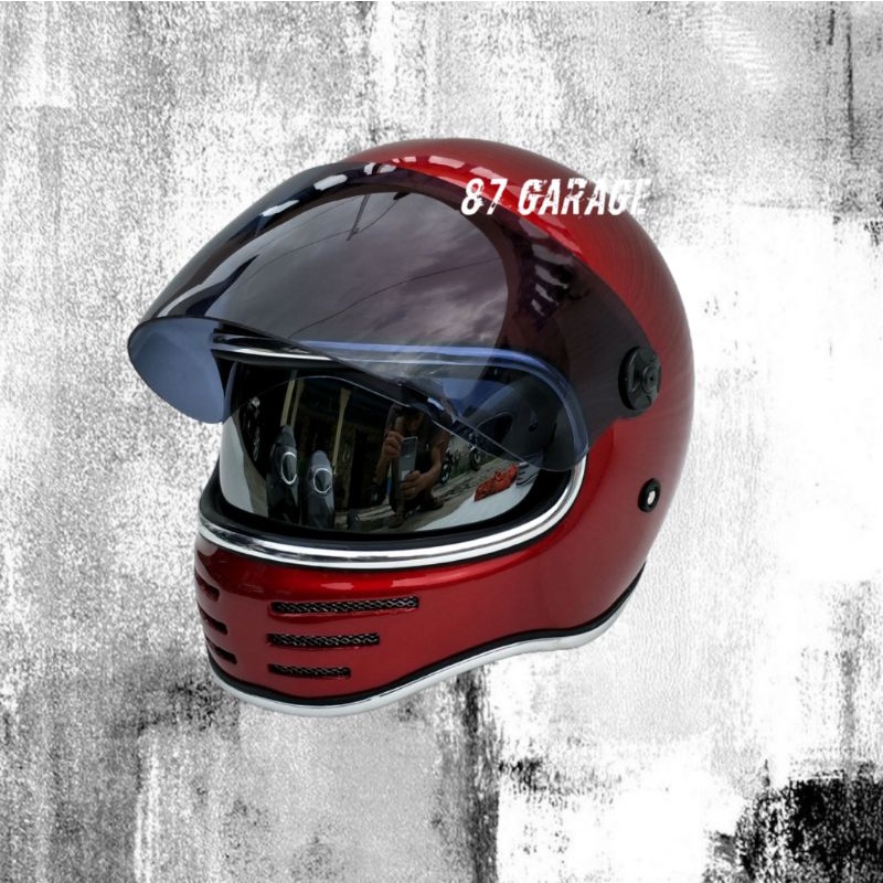 Jual HELM CUSTOM SIMPSON M61 CLASSIC RETRO LIST CHROME | Shopee Indonesia