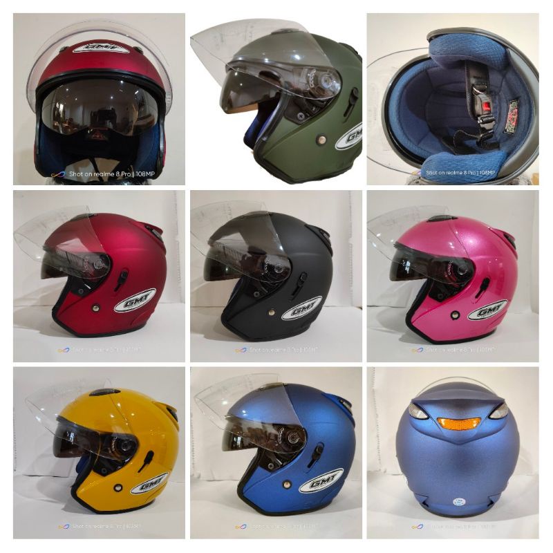 Jual Helm Sepeda Motor Half Face Double Visor GMT Original/Helm Pria ...