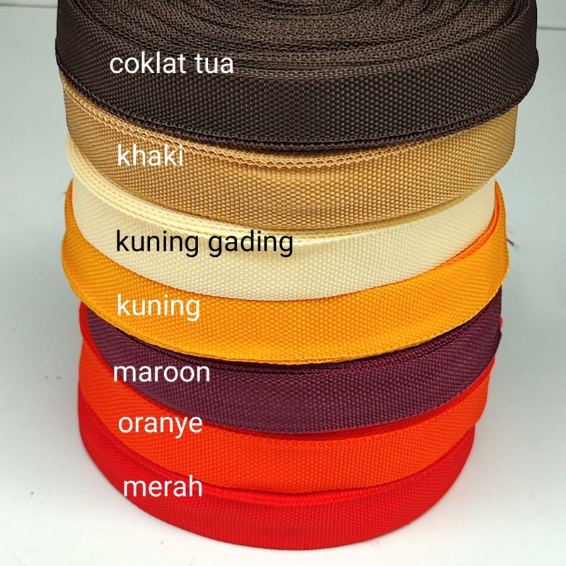 Jual tali bisban polos webbing warna ukuran 2,5 cm 1 roll panjang 27 meter | Shopee Indonesia