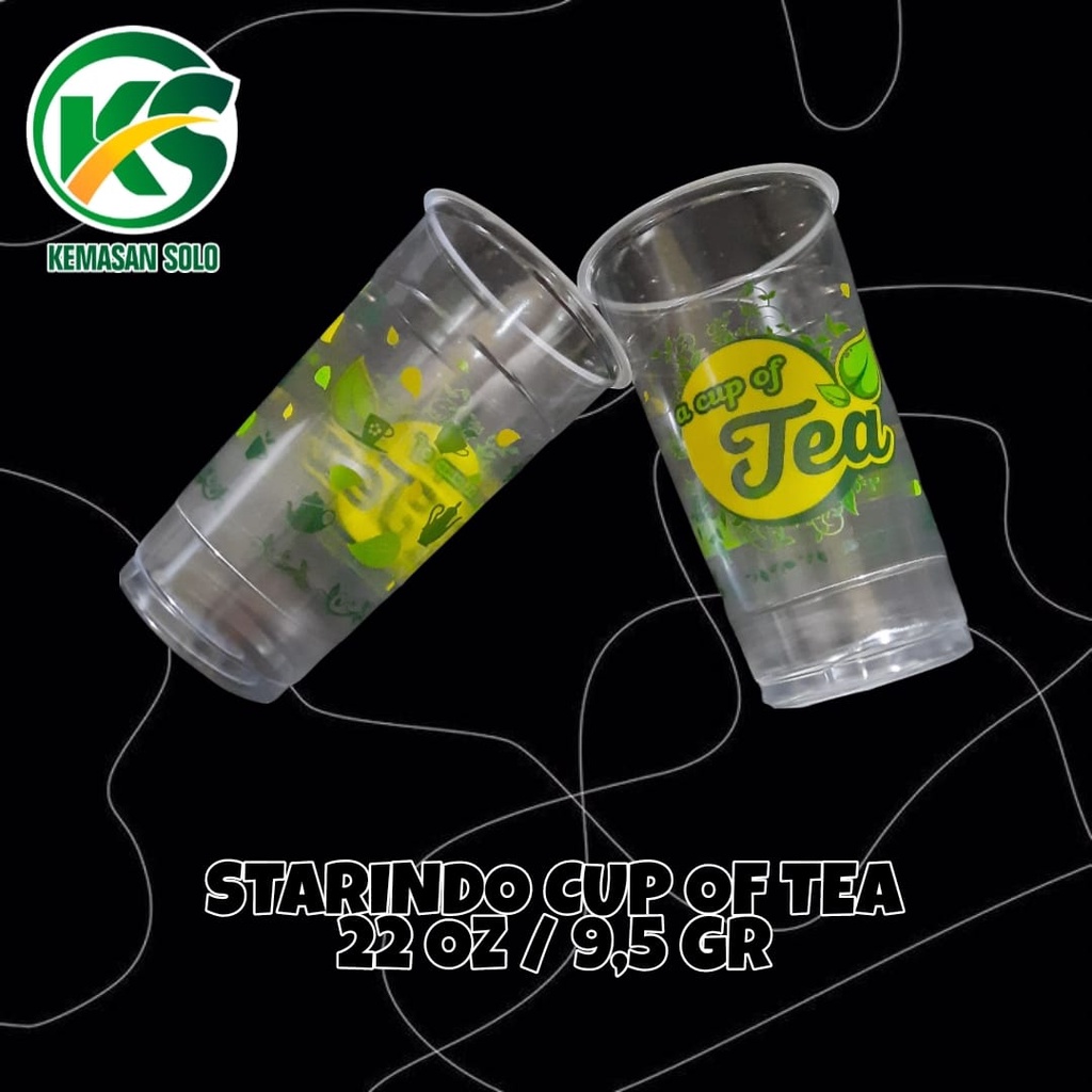 Jual Gelas Plastik Cup PP Starindo 22 oz datar 9.5 gr motif cup of tea ...