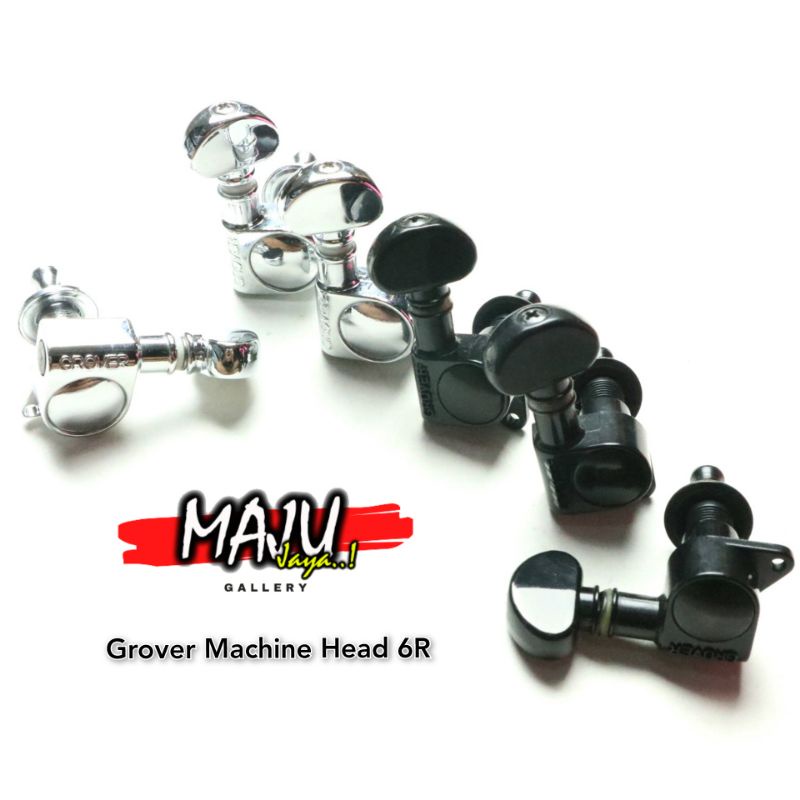 Jual dryer grover machine head sejajar inline 6R set chrome hitam ...