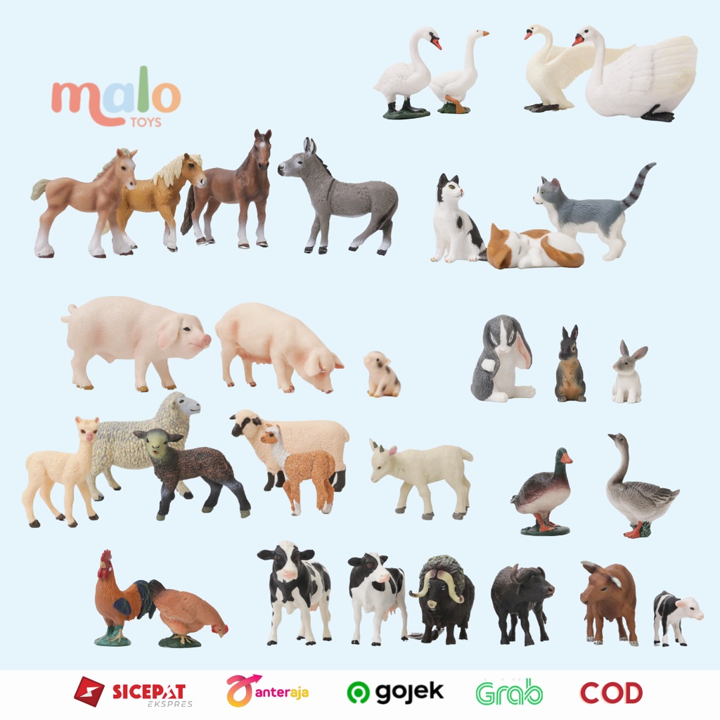 Jual MALOTOYS - Farm Animal Figurine Farm Animal Figure Mainan Model ...