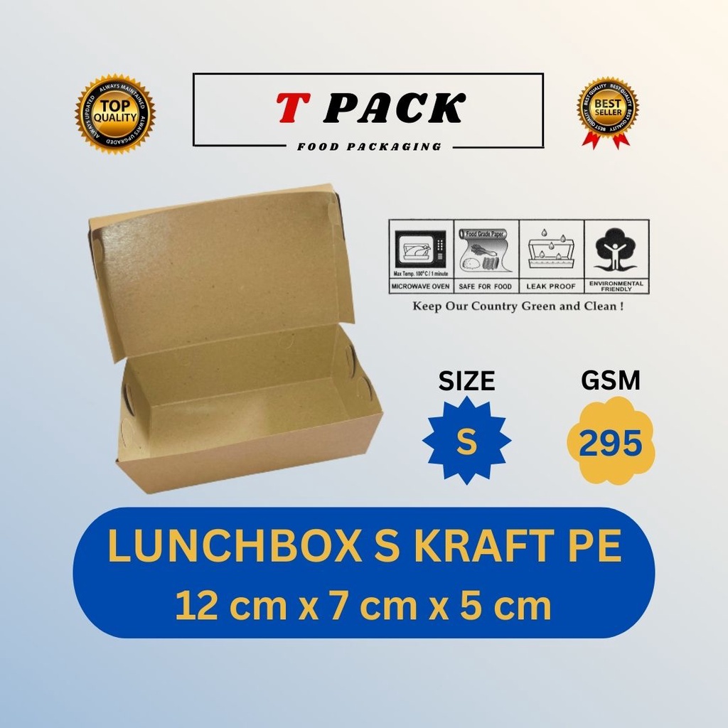 Jual PAPER LUNCH BOX S 12x7x5 KRAFT / FULL LAMINASI SIZE S - LUNCHBOX SMALL - 50 pcs | Shopee ...
